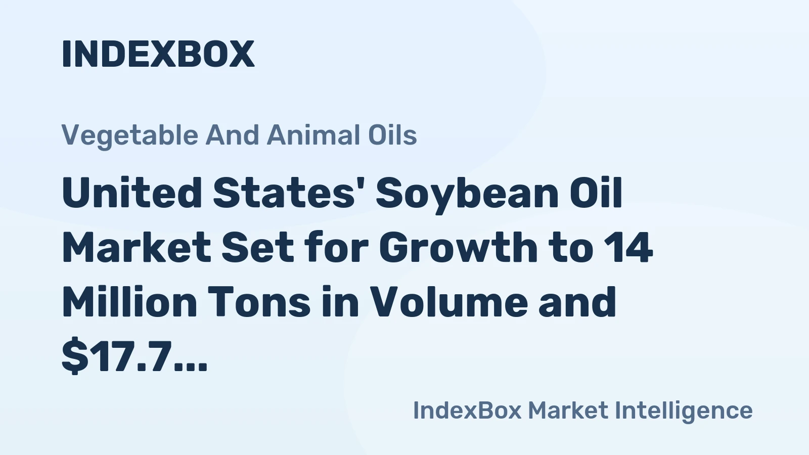 United States' Soybean Oil Market Set for Growth to 14 Million Tons in Volume and $17.7 Billion in Value