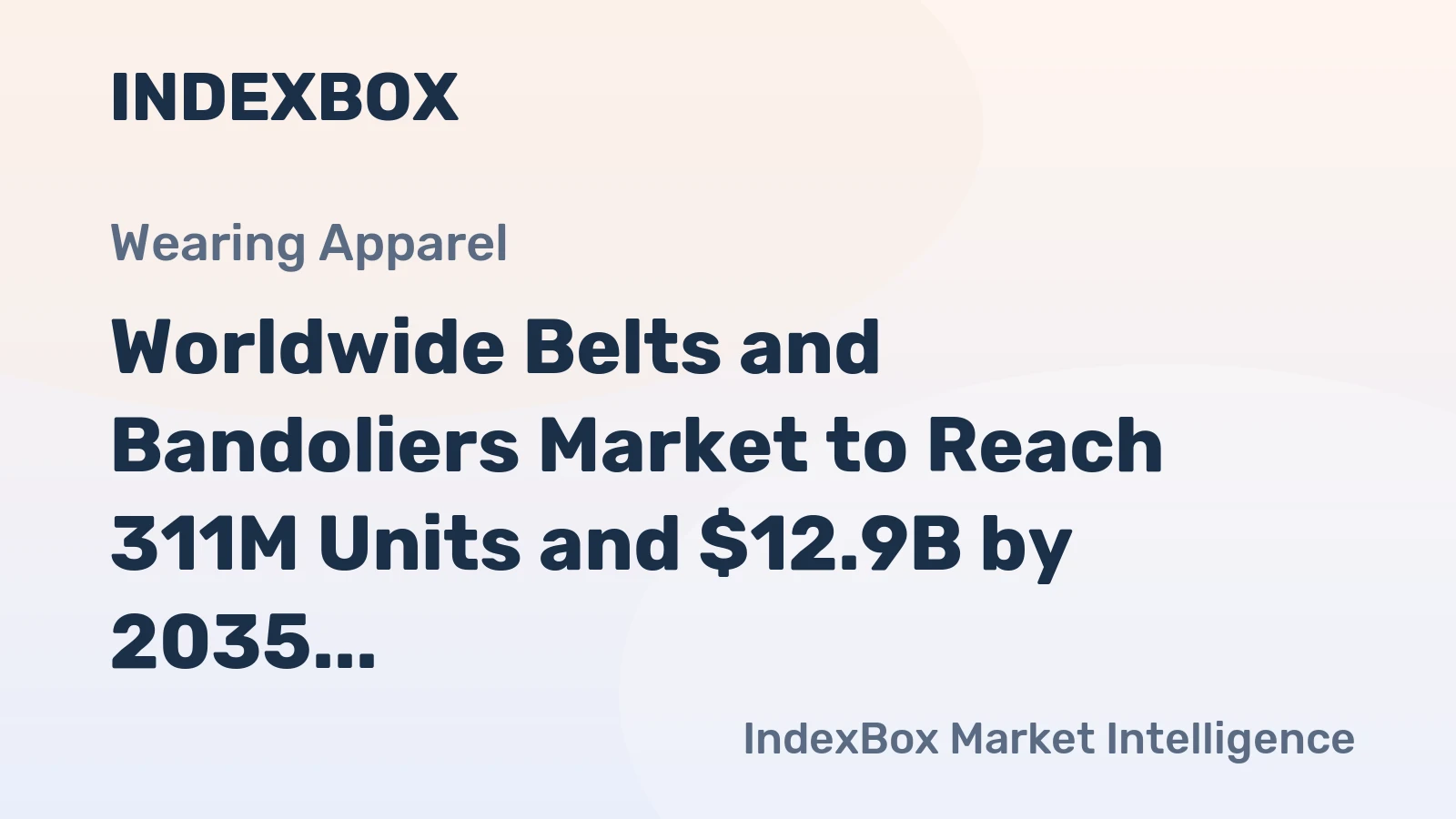 Worldwide Belts and Bandoliers Market to Reach 311M Units and $12.9B by 2035, with a Forecasted +1.1% Volume Growth and +2.7% Value Growth