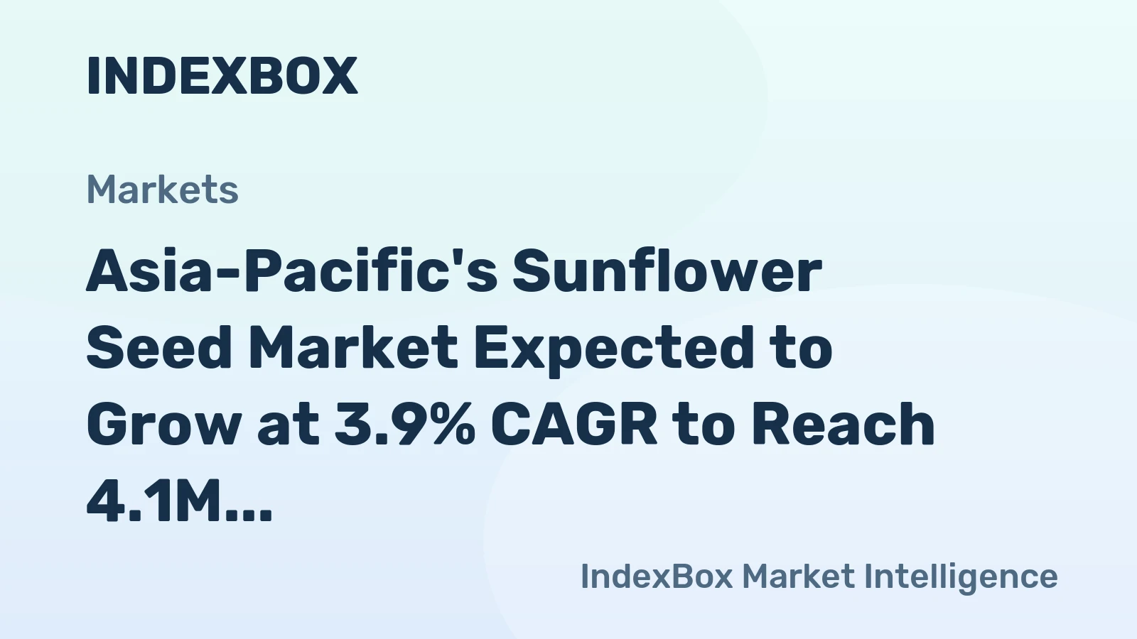 Asia-Pacific's Sunflower Seed Market Expected to Grow at 3.9% CAGR to Reach 4.1M Tons by 2035, Valued at $6.3B