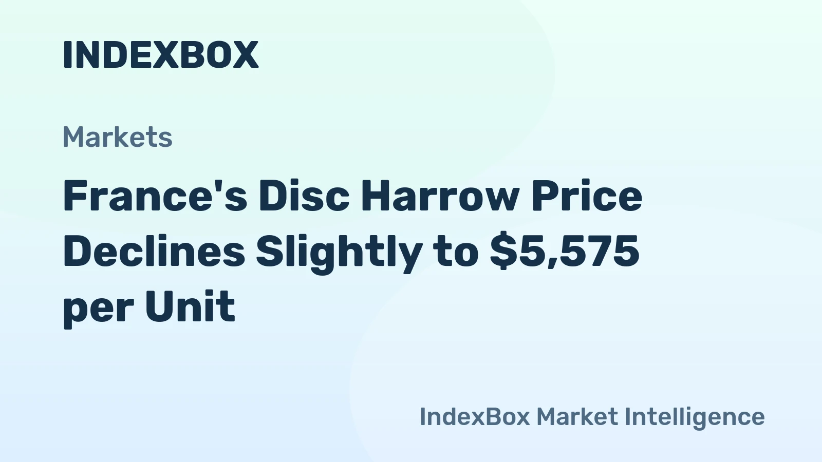 France's Disc Harrow Price Declines Slightly to $5,575 per Unit