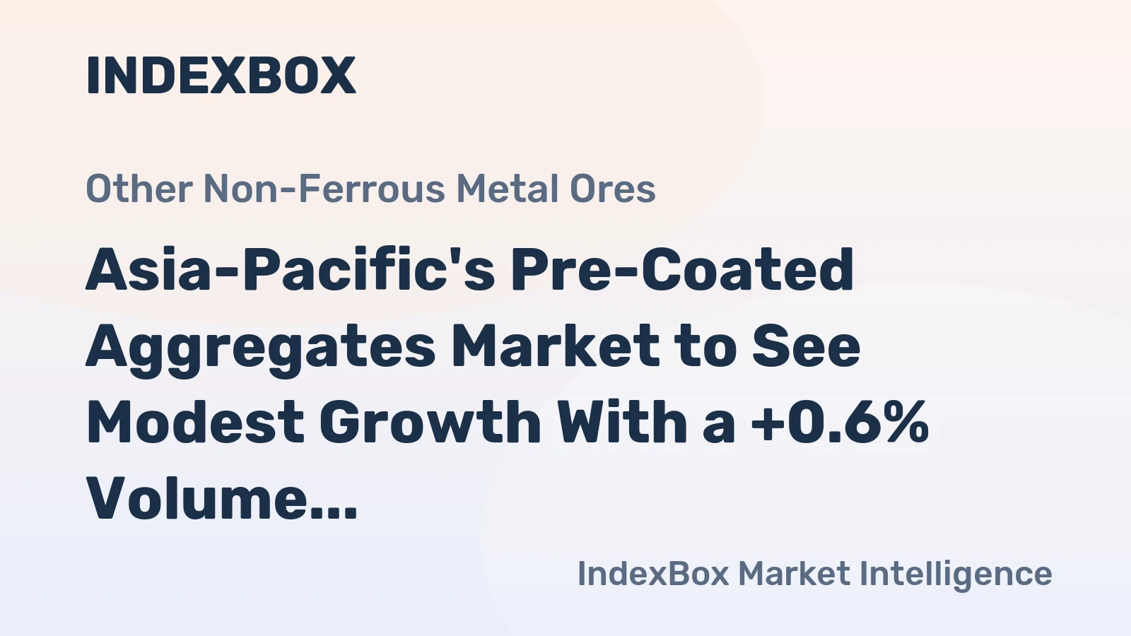 Asia-Pacific's Pre-Coated Aggregates Market to See Modest Growth With a +0.6% Volume CAGR Through 2035