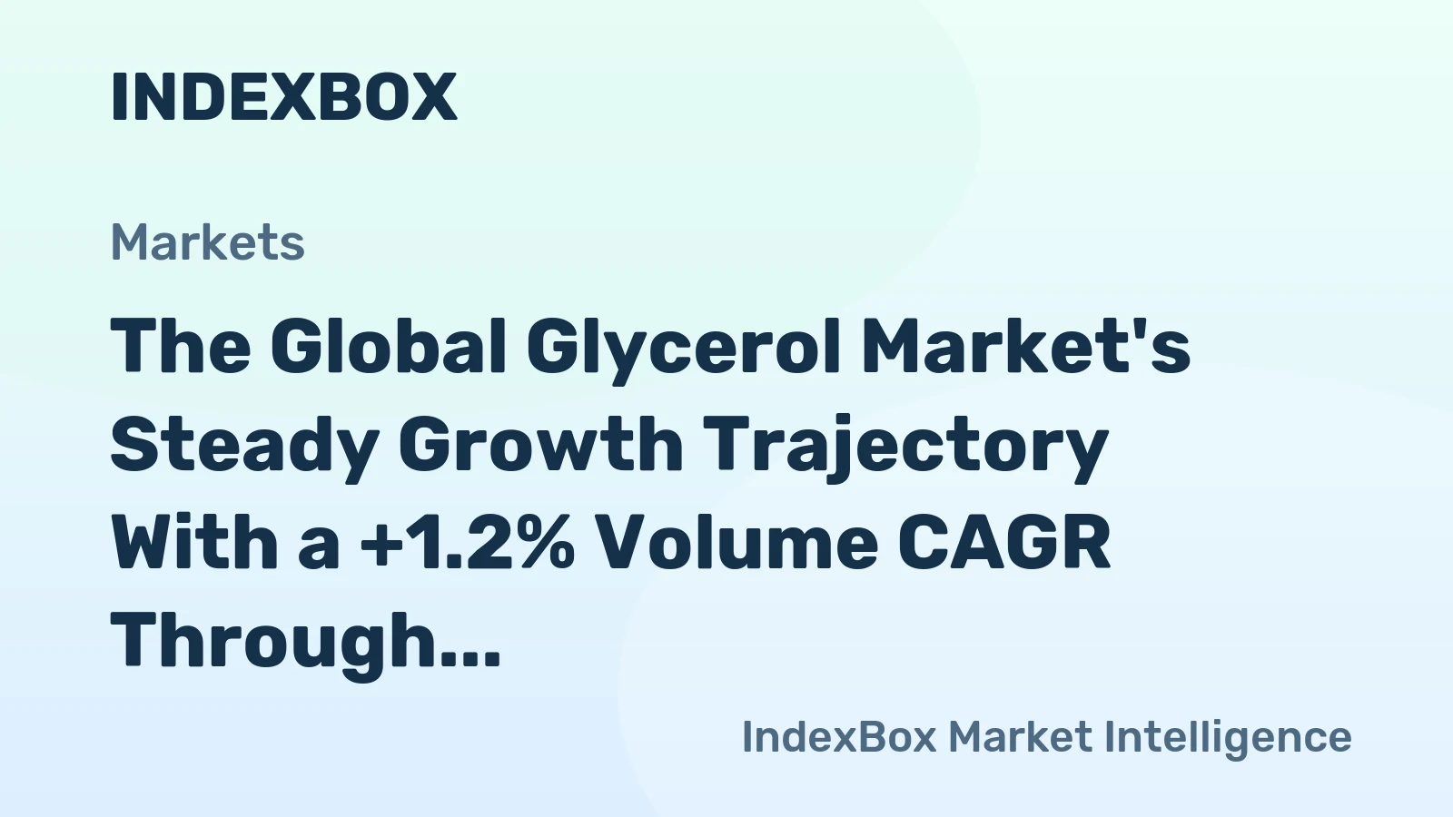 The Global Glycerol Market's Steady Growth Trajectory With a +1.2% Volume CAGR Through 2035