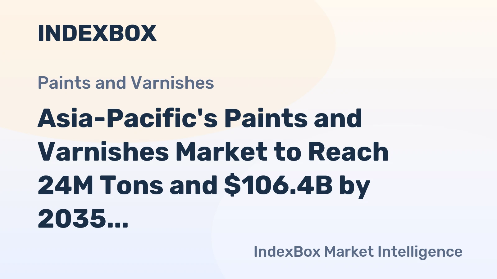Asia-Pacific's Paints and Varnishes Market to Reach 24M Tons and $106.4B by 2035
