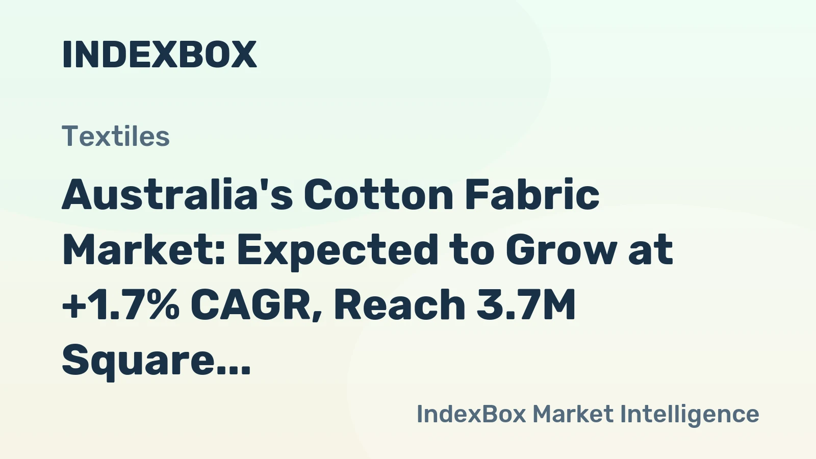 Australia's Cotton Fabric Market: Expected to Grow at +1.7% CAGR, Reach 3.7M Square Meters in Volume and $42M in Value by 2035