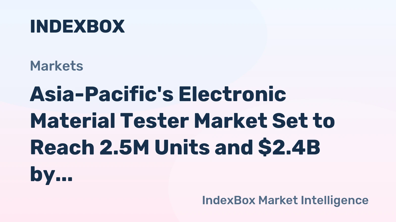 Asia-Pacific's Electronic Material Tester Market Set to Reach 2.5M Units and $2.4B by 2035