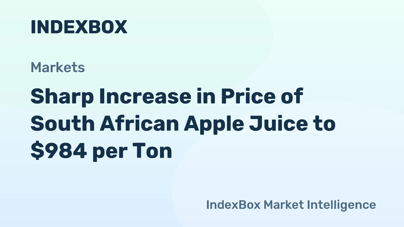 Sharp Increase in Price of South African Apple Juice to $984 per Ton