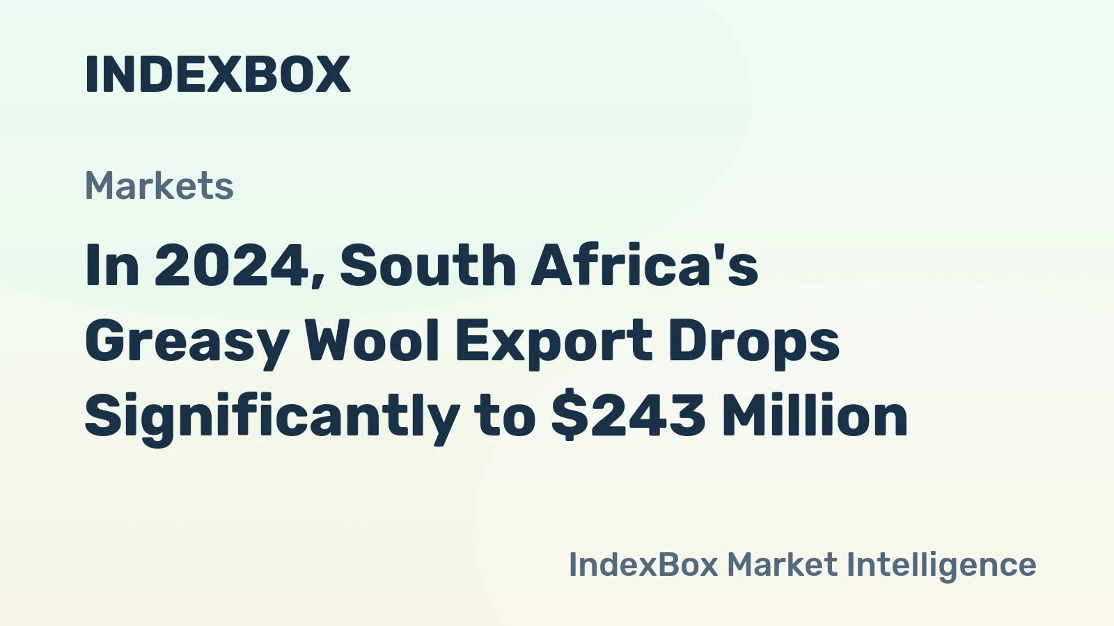 In 2024, South Africa's Greasy Wool Export Drops Significantly to $243 Million