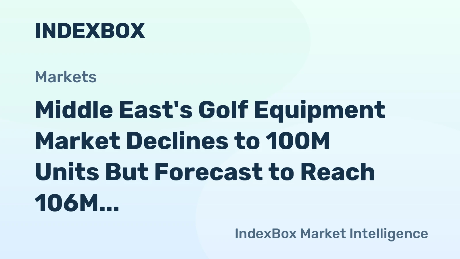 Middle East's Golf Equipment Market Declines to 100M Units But Forecast to Reach 106M Units by 2035
