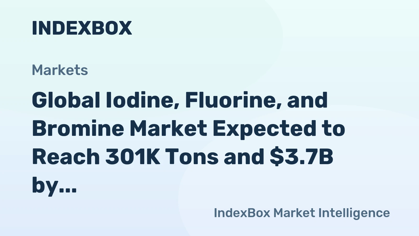 Global Iodine, Fluorine, and Bromine Market Expected to Reach 301K Tons and $3.7B by 2035