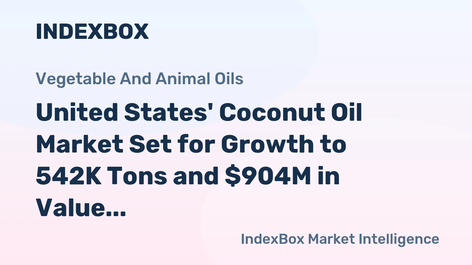 United States' Coconut Oil Market Set for Growth to 542K Tons and $904M in Value