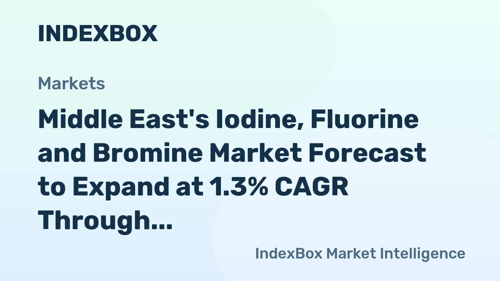 Middle East's Iodine, Fluorine and Bromine Market Forecast to Expand at 1.3% CAGR Through 2035