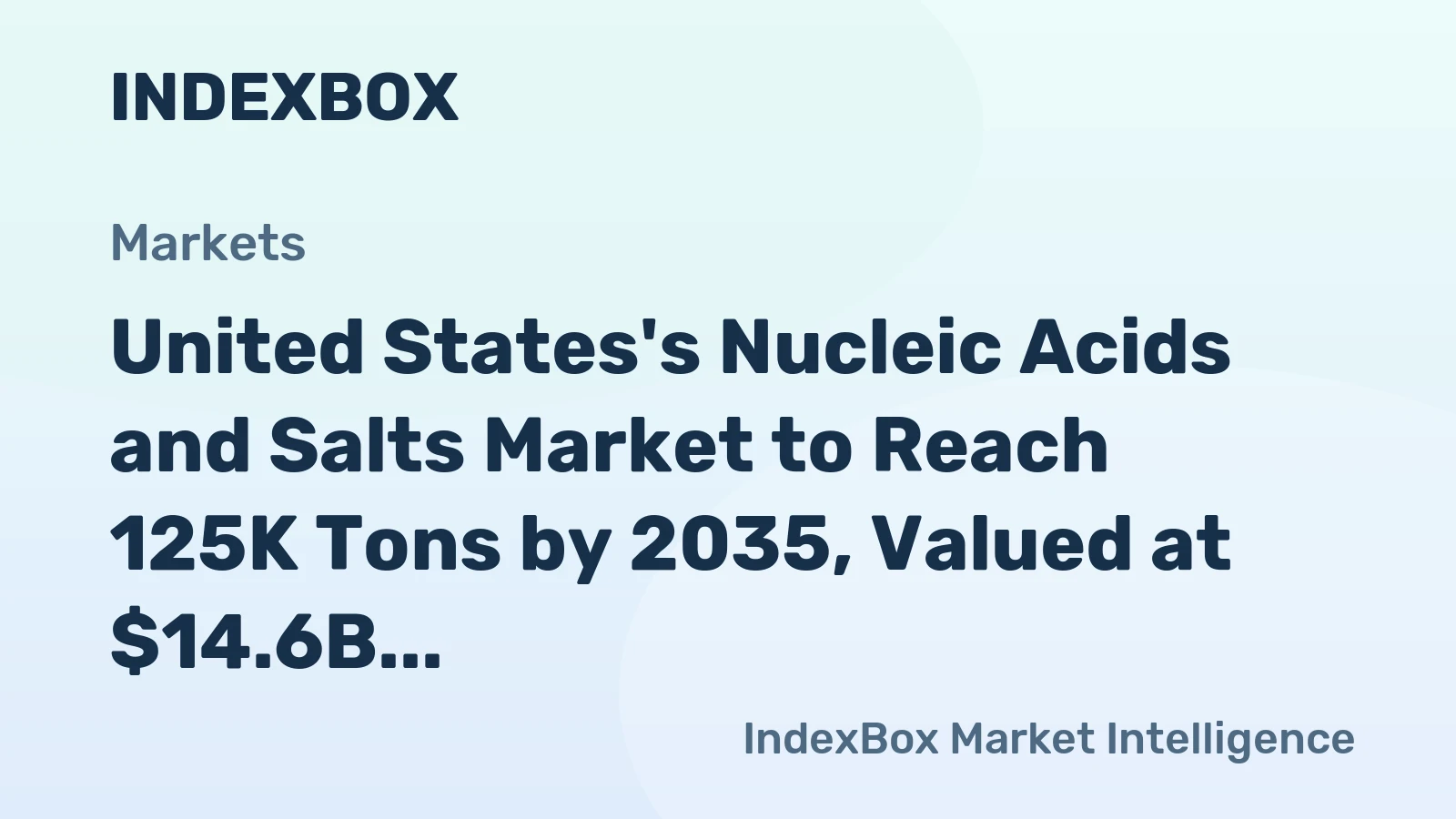 United States's Nucleic Acids and Salts Market to Reach 125K Tons by 2035, Valued at $14.6B