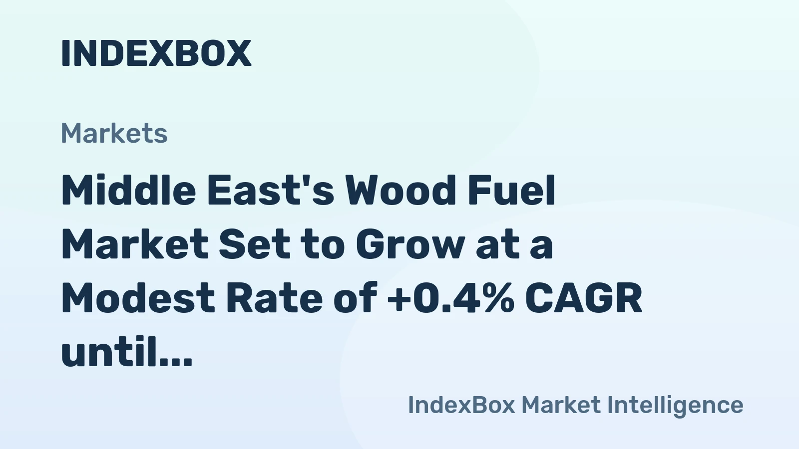 Middle East's Wood Fuel Market Set to Grow at a Modest Rate of +0.4% CAGR until 2035