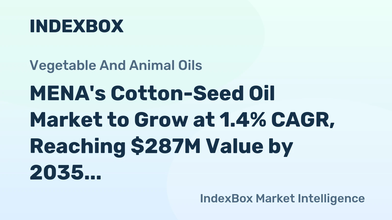 MENA's Cotton-Seed Oil Market to Grow at 1.4% CAGR, Reaching $287M Value by 2035