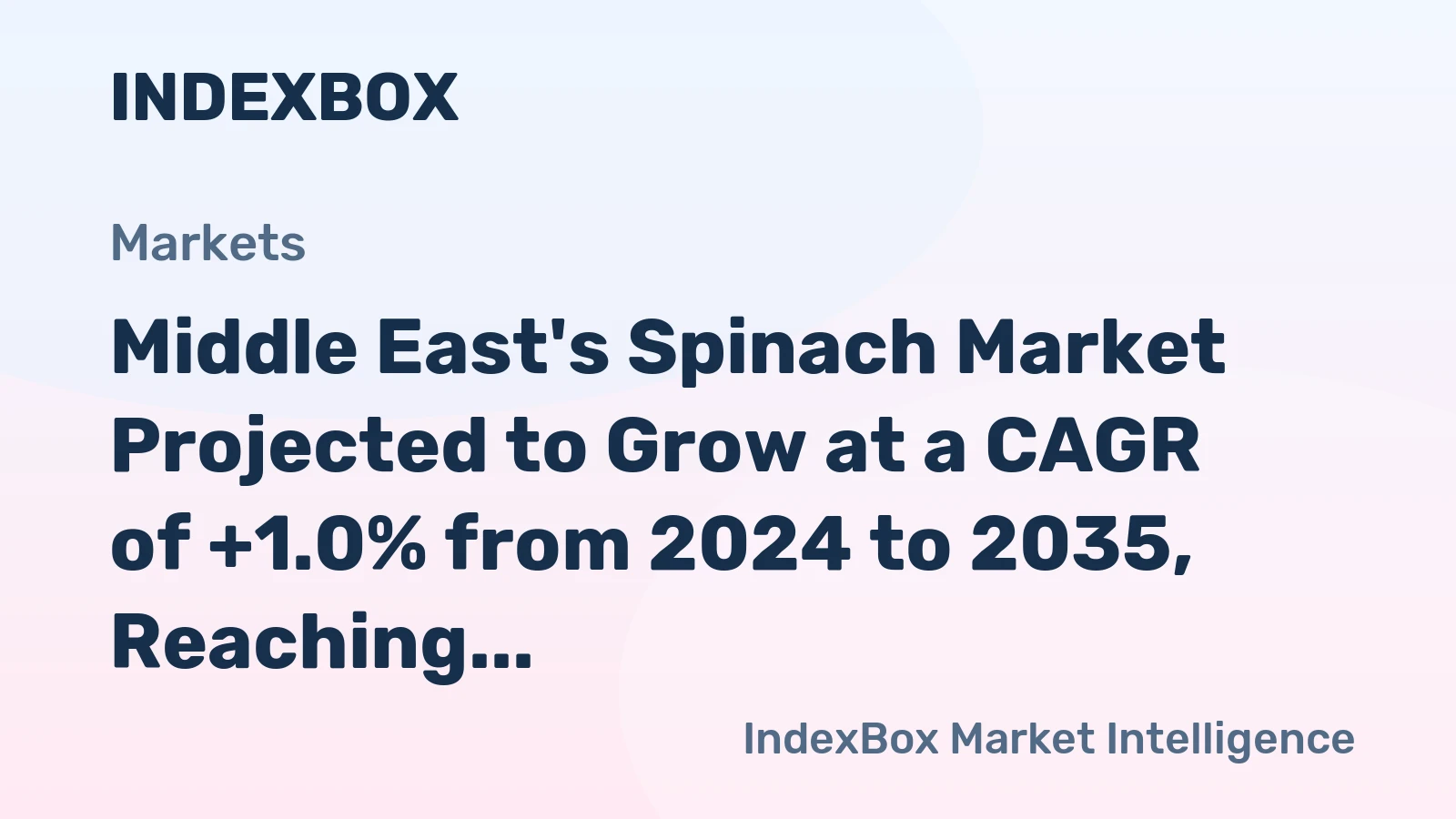 Middle East's Spinach Market Projected to Grow at a CAGR of +1.0% from 2024 to 2035, Reaching 405K Tons