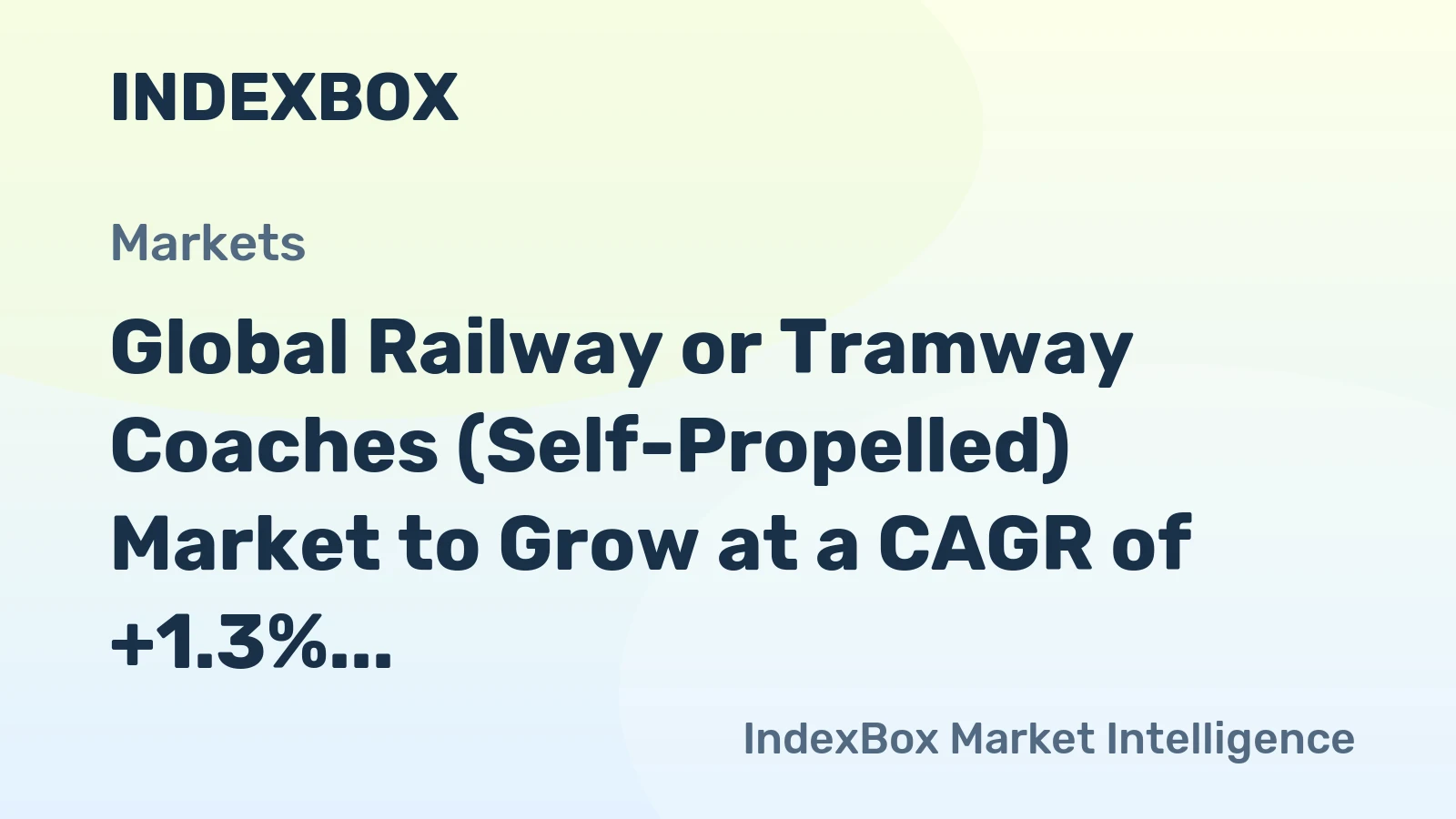 Global Railway or Tramway Coaches (Self-Propelled) Market to Grow at a CAGR of +1.3% from 2024 to 2035