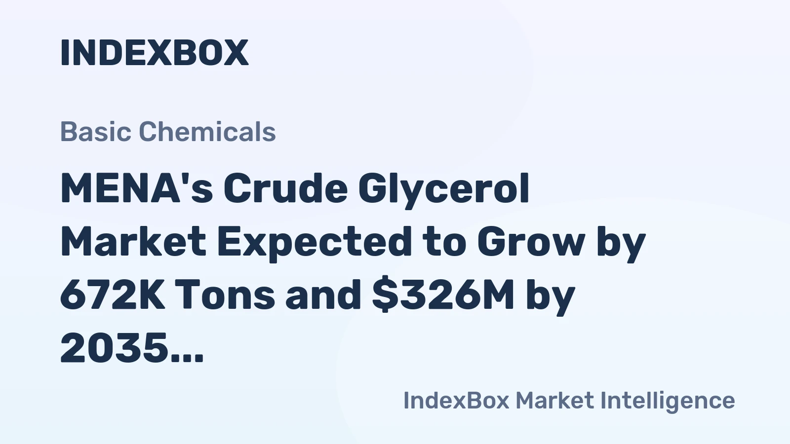 MENA's Crude Glycerol Market Expected to Grow by 672K Tons and $326M by 2035