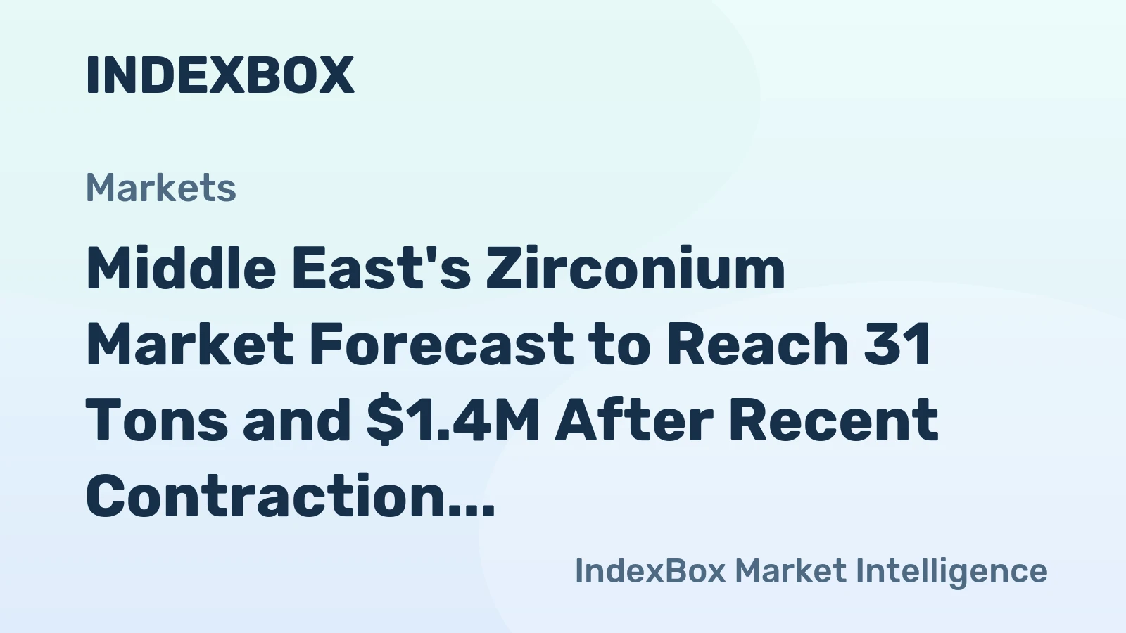 Middle East's Zirconium Market Forecast to Reach 31 Tons and $1.4M After Recent Contraction