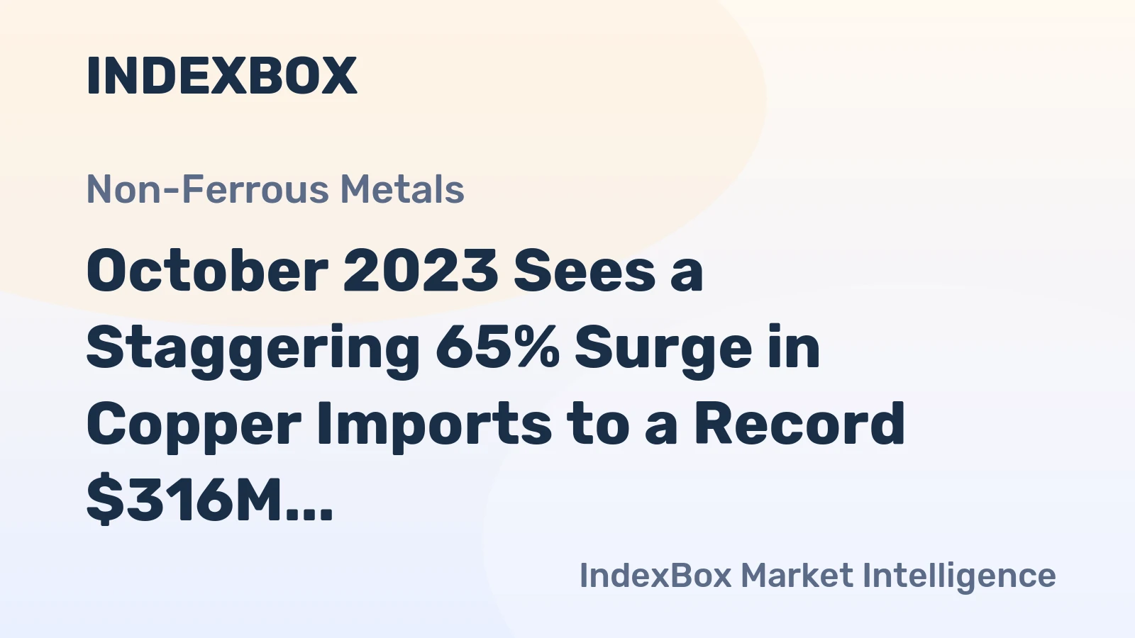 October 2023 Sees a Staggering 65% Surge in Copper Imports to a Record $316M in India.