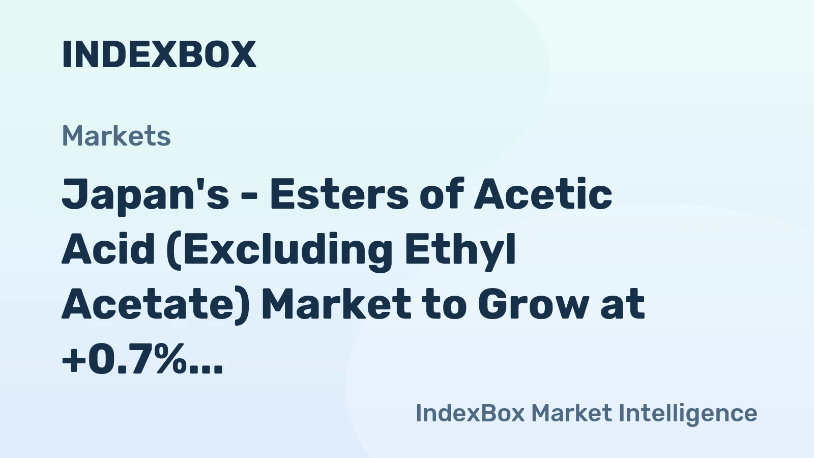 Japan's - Esters of Acetic Acid (Excluding Ethyl Acetate) Market to Grow at +0.7% CAGR Over Next Decade