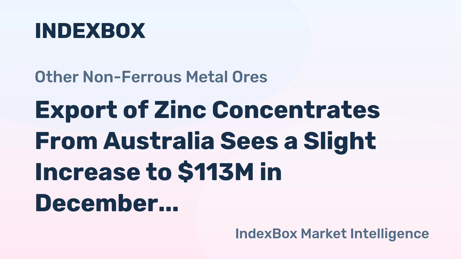 Export of Zinc Concentrates From Australia Sees a Slight Increase to $113M in December 2023