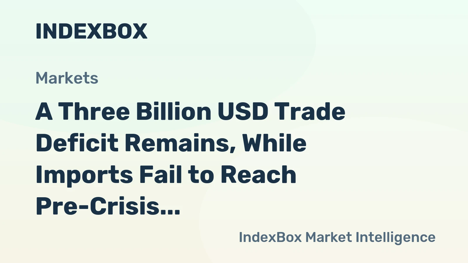 A Three Billion USD Trade Deficit Remains, While Imports Fail to Reach Pre-Crisis Levels