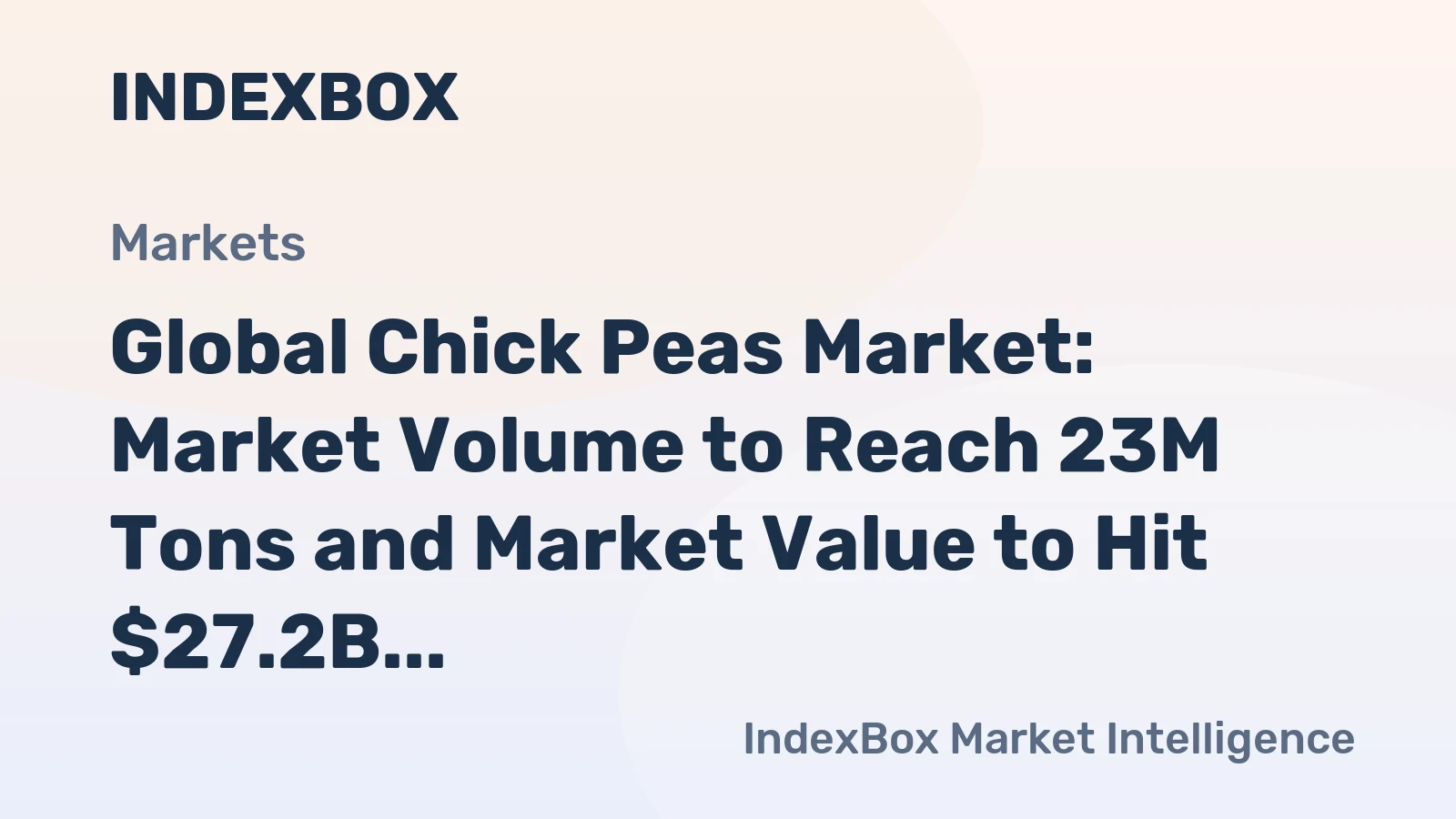 Global Chick Peas Market: Market Volume to Reach 23M Tons and Market Value to Hit $27.2B by 2035
