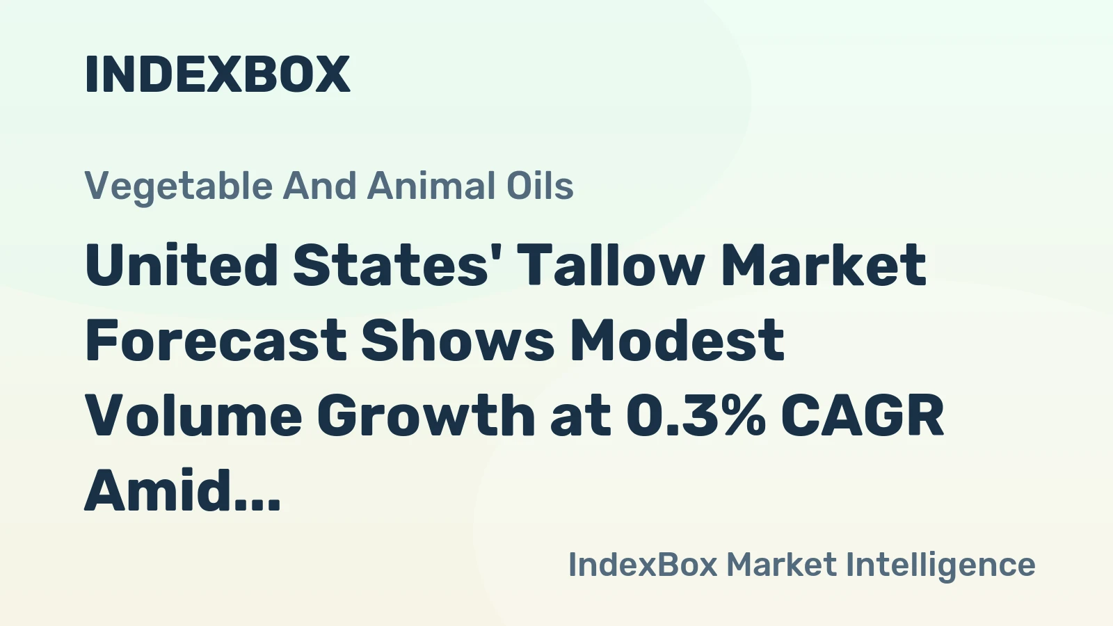 United States' Tallow Market Forecast Shows Modest Volume Growth at 0.3% CAGR Amid Strong Import Reliance
