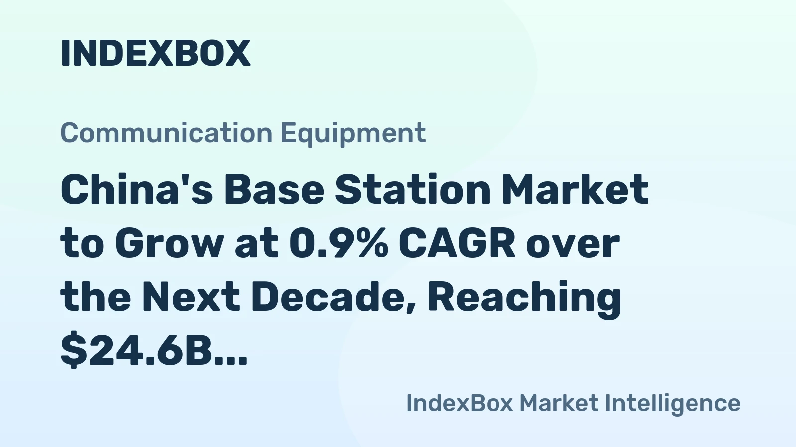 China's Base Station Market to Grow at 0.9% CAGR over the Next Decade, Reaching $24.6B by 2035