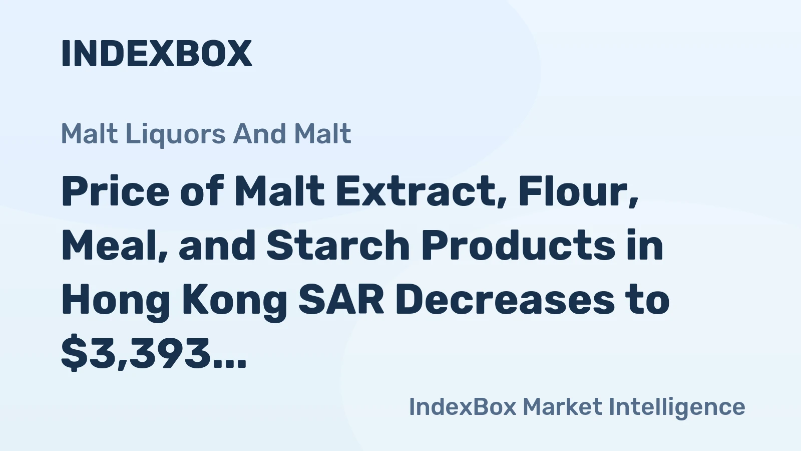 Price of Malt Extract, Flour, Meal, and Starch Products in Hong Kong SAR Decreases to $3,393 per Ton