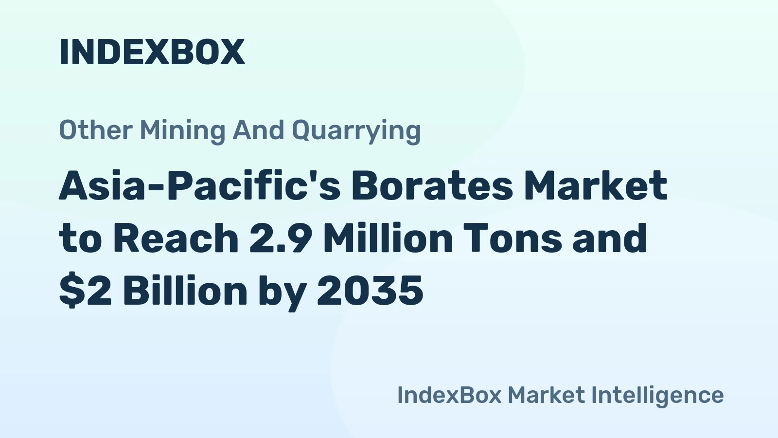 Asia-Pacific's Borates Market to Reach 2.9 Million Tons and $2 Billion by 2035