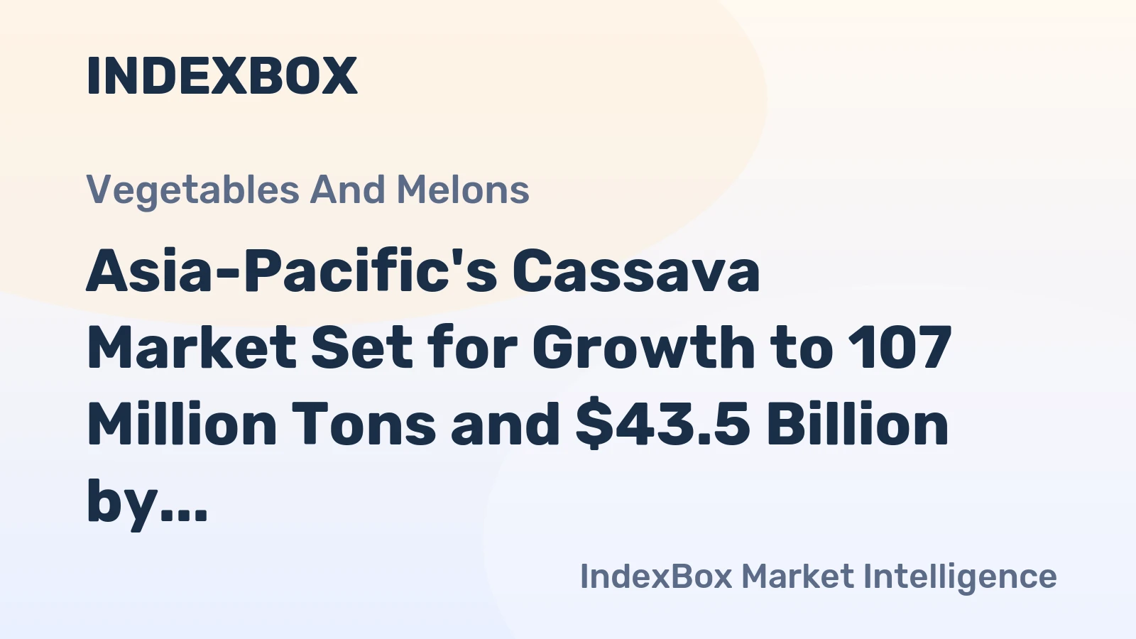 Asia-Pacific's Cassava Market Set for Growth to 107 Million Tons and $43.5 Billion by 2035