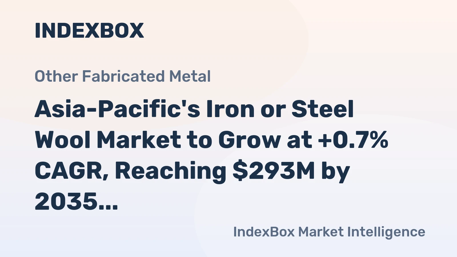 Asia-Pacific's Iron or Steel Wool Market to Grow at +0.7% CAGR, Reaching $293M by 2035