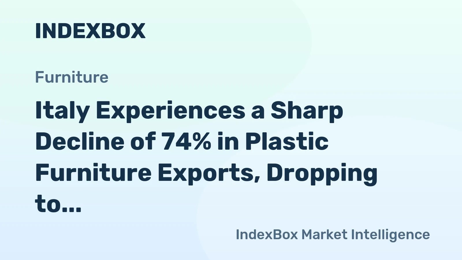 Italy Experiences a Sharp Decline of 74% in Plastic Furniture Exports, Dropping to $4.3M in October 2023.