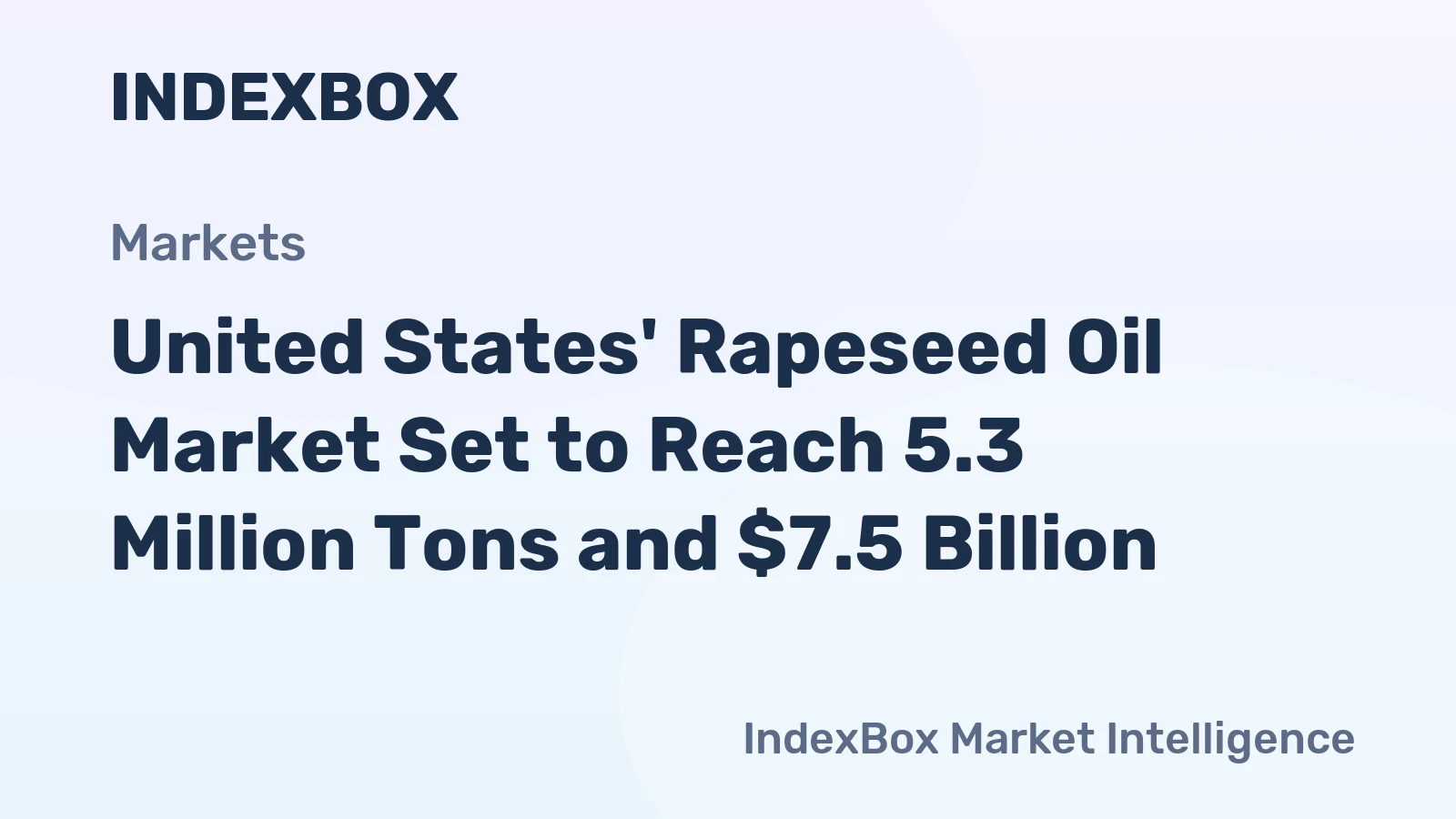United States' Rapeseed Oil Market Set to Reach 5.3 Million Tons and $7.5 Billion