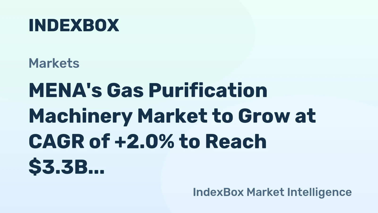 MENA's Gas Purification Machinery Market to Grow at CAGR of +2.0% to Reach $3.3B by 2035