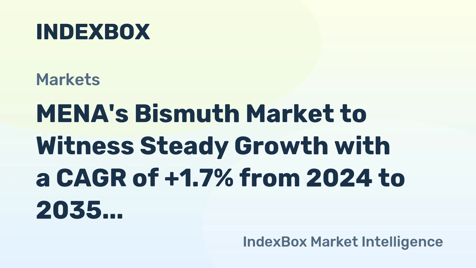 MENA's Bismuth Market to Witness Steady Growth with a CAGR of +1.7% from 2024 to 2035