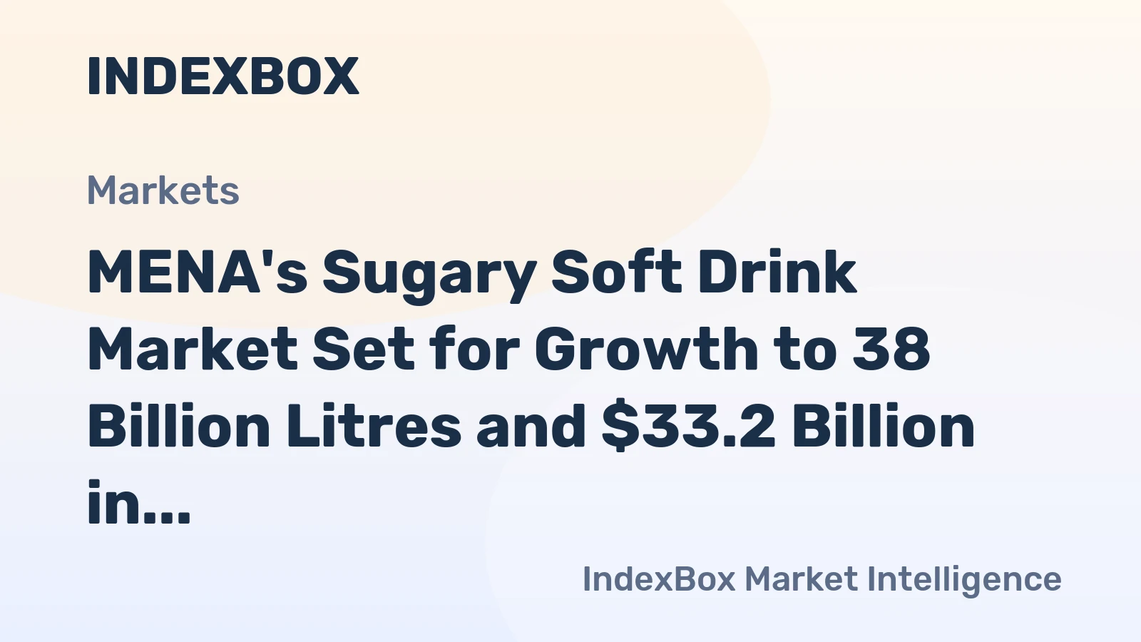 MENA's Sugary Soft Drink Market Set for Growth to 38 Billion Litres and $33.2 Billion in Value