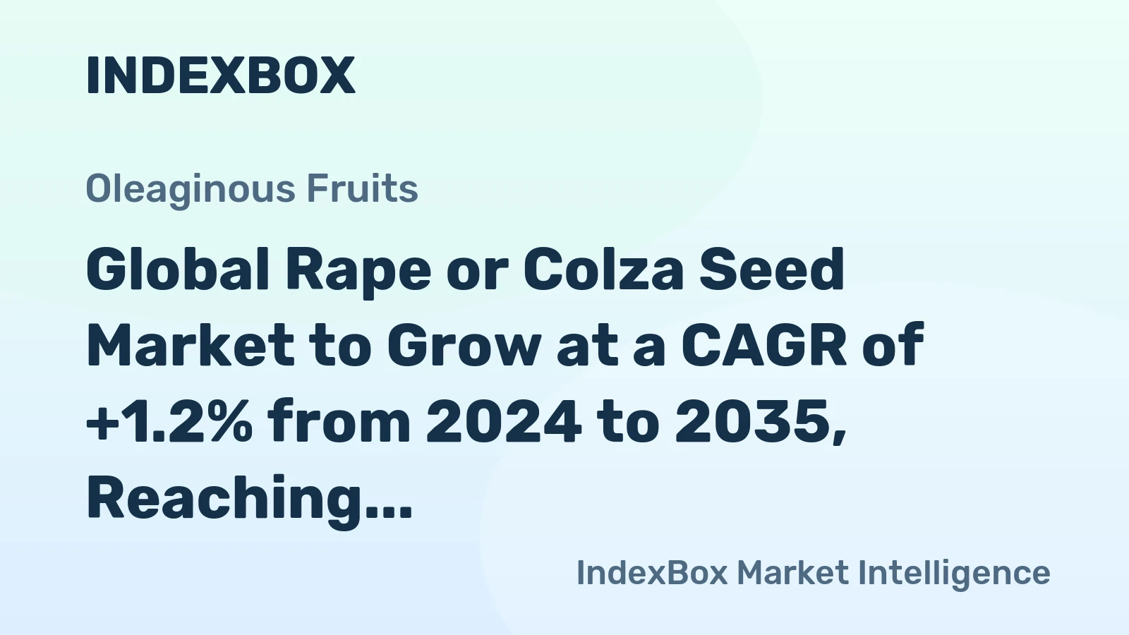 Global Rape or Colza Seed Market to Grow at a CAGR of +1.2% from 2024 to 2035, Reaching 103M Tons