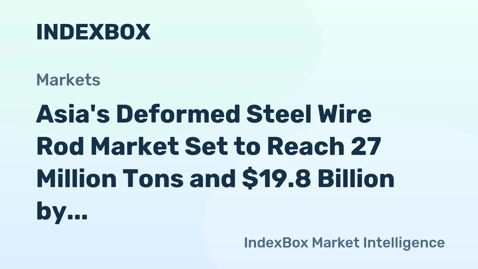 Asia's Deformed Steel Wire Rod Market Set to Reach 27 Million Tons and $19.8 Billion by 2035