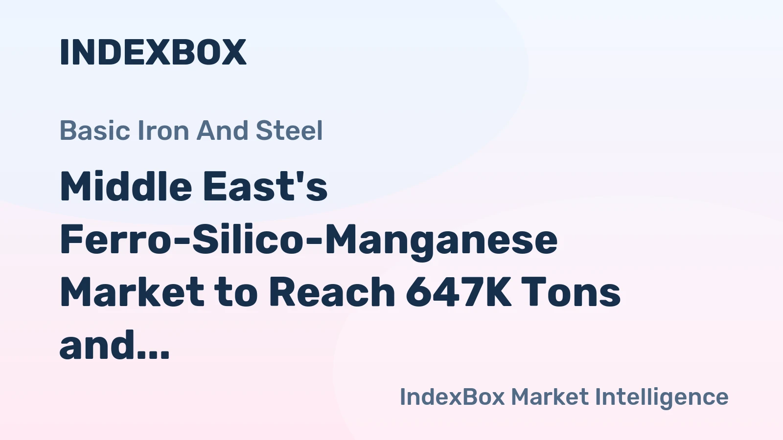 Middle East's Ferro-Silico-Manganese Market to Reach 647K Tons and $732M by 2035