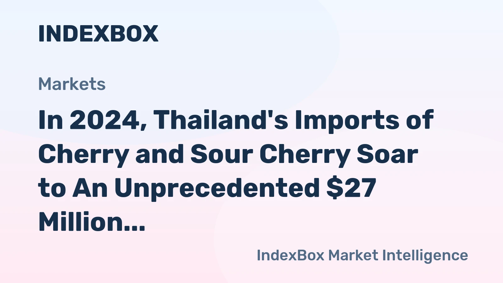 In 2024, Thailand's Imports of Cherry and Sour Cherry Soar to An Unprecedented $27 Million
