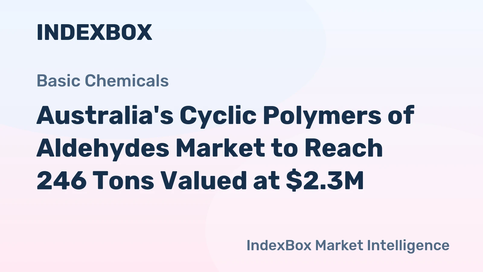 Australia's Cyclic Polymers of Aldehydes Market to Reach 246 Tons Valued at $2.3M
