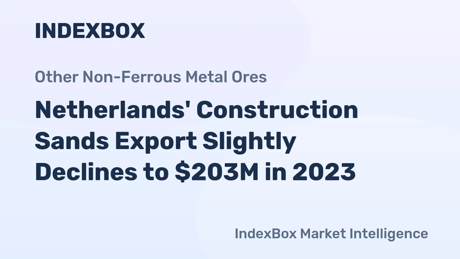 Netherlands' Construction Sands Export Slightly Declines to $203M in 2023