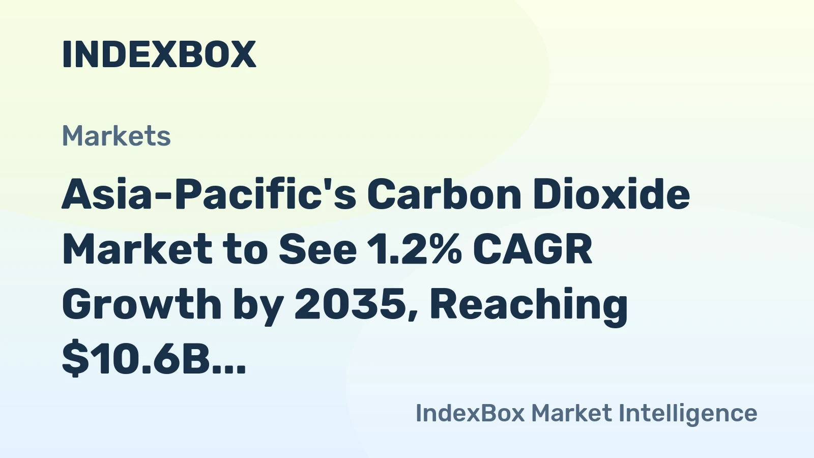 Asia-Pacific's Carbon Dioxide Market to See 1.2% CAGR Growth by 2035, Reaching $10.6B in Value