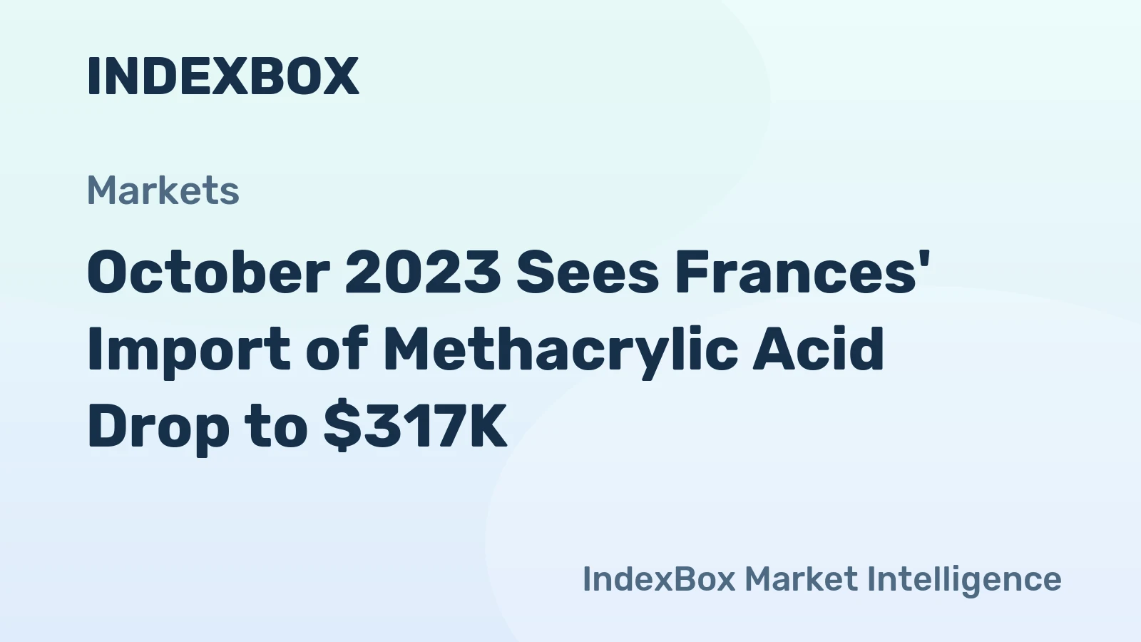 October 2023 Sees Frances' Import of Methacrylic Acid Drop to $317K