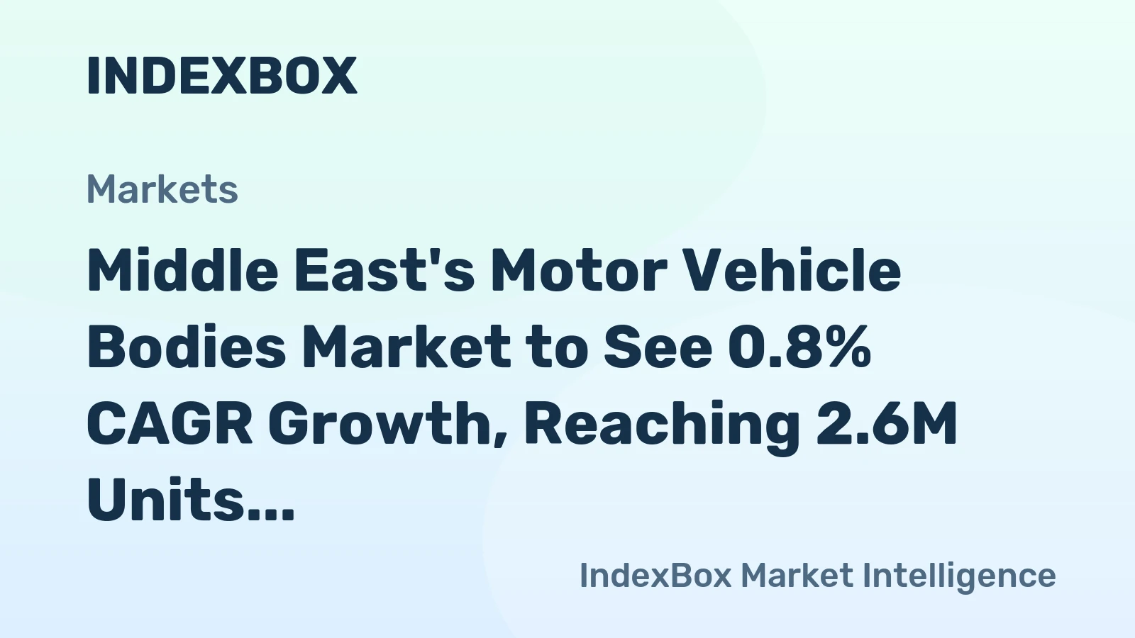 Middle East's Motor Vehicle Bodies Market to See 0.8% CAGR Growth, Reaching 2.6M Units by 2035