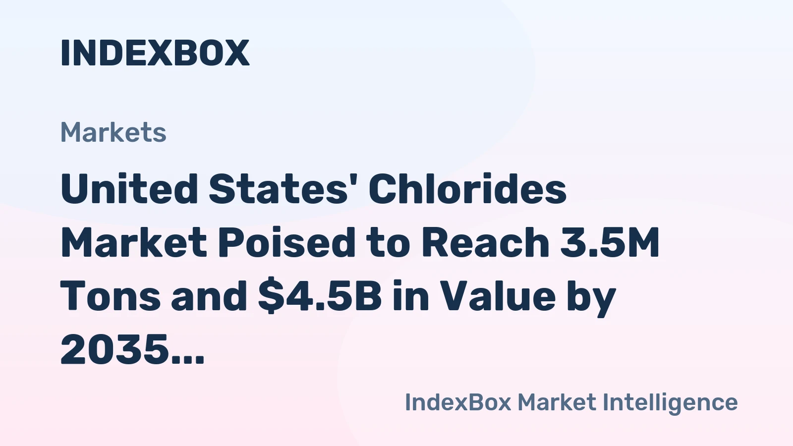 United States' Chlorides Market Poised to Reach 3.5M Tons and $4.5B in Value by 2035