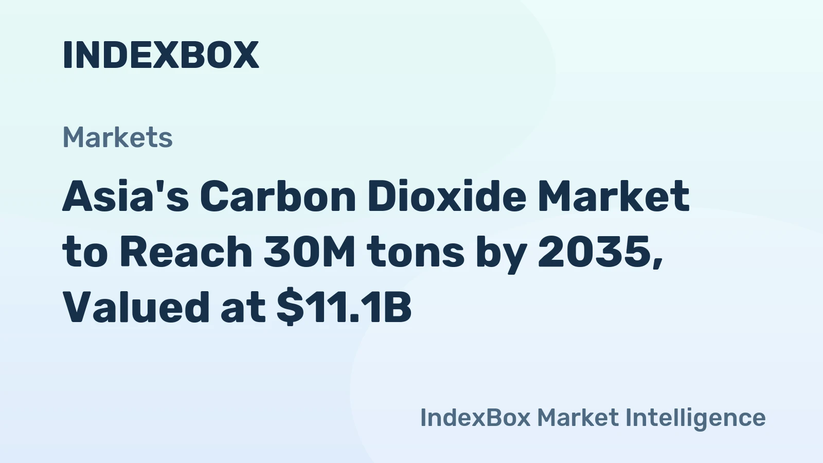 Asia's Carbon Dioxide Market to Reach 30M tons by 2035, Valued at $11.1B