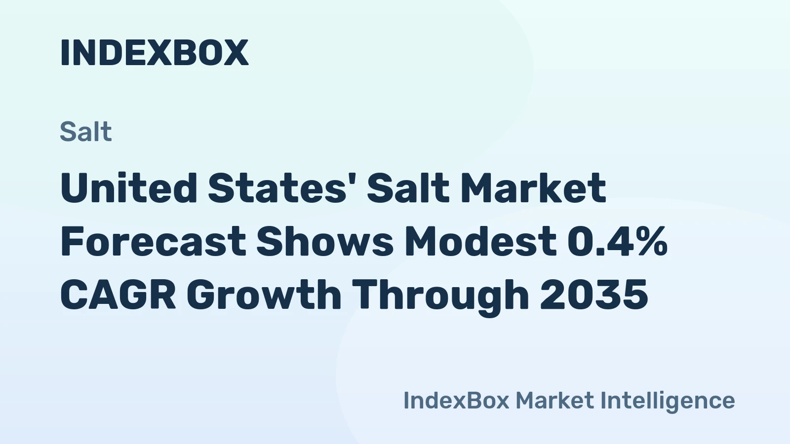 United States' Salt Market Forecast Shows Modest 0.4% CAGR Growth Through 2035